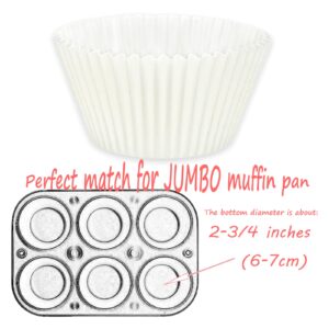 MyBakning Extra Large White Cupcake Baking Cups 2-3/4"(Bottom) x2"(Deep) Jumbo-sized Greaseproof paper muffin liners, 120 pcs per case