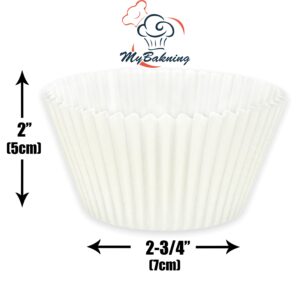 MyBakning Extra Large White Cupcake Baking Cups 2-3/4"(Bottom) x2"(Deep) Jumbo-sized Greaseproof paper muffin liners, 120 pcs per case