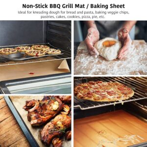 FoRapid PTFE Teflon Sheet, Non-Stick Oven Liners, Barbecue Grill Mat Baking Sheet Reusable Washable - Use Up to 500℉ Craft Mat for Baking Cooking BBQ Grilling Roasting 16x24"/40x60cm 3 Pack