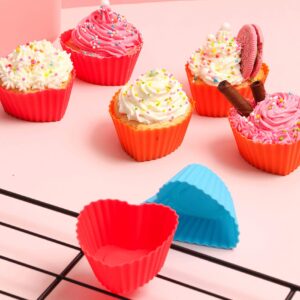 Silicone Cupcake Liners 30 Pack, Reusable Bento Box Inserts Small muffin cups, 5 Shapes 6 Color Baking Cups for Cakes, Jelly,Chocolate Shell-lined Dessert and Lunch-boxes Snacks Separator