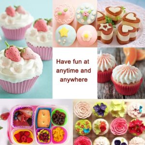 Silicone Cupcake Liners 30 Pack, Reusable Bento Box Inserts Small muffin cups, 5 Shapes 6 Color Baking Cups for Cakes, Jelly,Chocolate Shell-lined Dessert and Lunch-boxes Snacks Separator