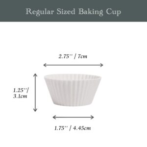 Jisiloe Silicone Baking Cups Cupcake Liners, Pack of 12 Reusable Non-Stick Muffin Liners For Baking Cupcake Holder Mold (White)