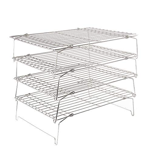 Flagship Cooling Baking Rack Set of 4, 100% 304 Stainless Steel Wire Baking Rack, Stackable Cooling Cooling Roasting Cooking - 14.4''x10.43''