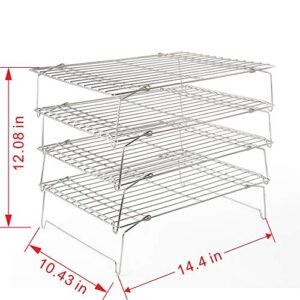 Flagship Cooling Baking Rack Set of 4, 100% 304 Stainless Steel Wire Baking Rack, Stackable Cooling Cooling Roasting Cooking - 14.4''x10.43''