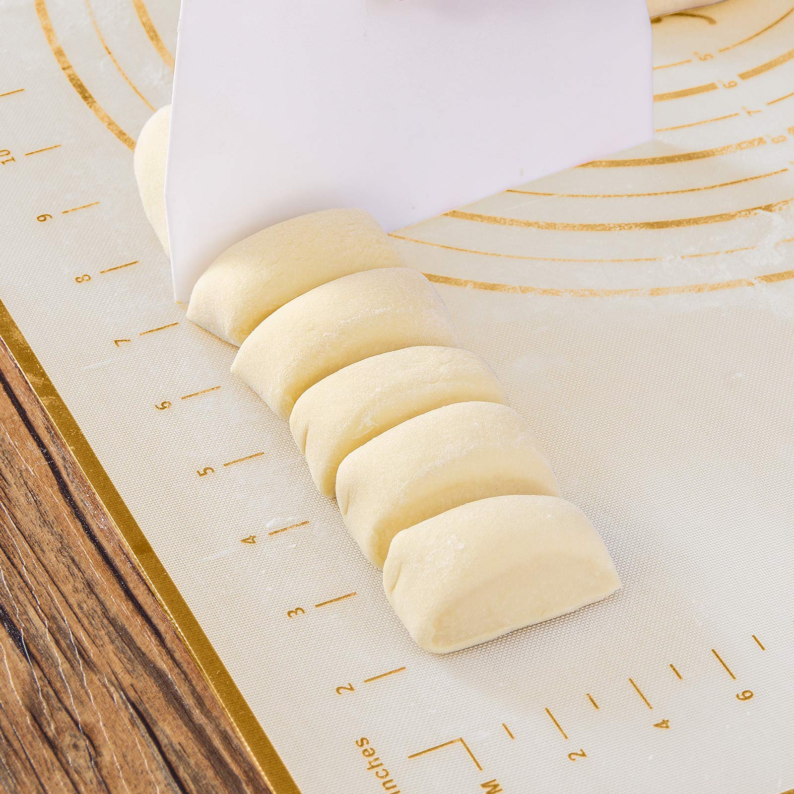 ALIPOBO Extra Thick Silicone Baking Mat with Measurements, Non Stick Pie Crust Mat, Rolling Cookie Dough Mat, Non Stick Silicone Pastry Mats for Kneading Dough, Counter Mat (L-24'' X 16", Gold)