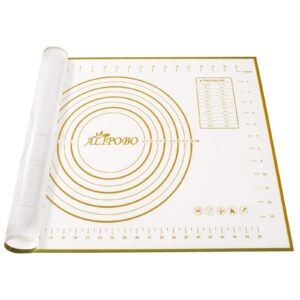 ALIPOBO Extra Thick Silicone Baking Mat with Measurements, Non Stick Pie Crust Mat, Rolling Cookie Dough Mat, Non Stick Silicone Pastry Mats for Kneading Dough, Counter Mat (L-24'' X 16", Gold)