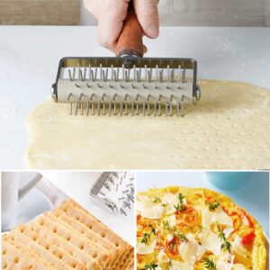 AMPSEVEN Pizza Dough Docker Roller - Pastry Docker Roller with Spike for Homemade Baking Cake crackers Pie Hole Maker, Prevent Dough from Blistering