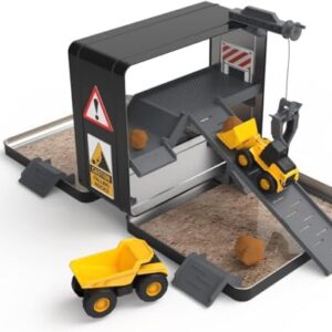 CAT Construction Toys, Store N Go Construction Playset with Travel Case, Ages 3+, 2 Little Machines Vehicles & Assortment of Construction Site Accessories, Quality, Durable & Realistic