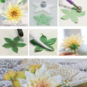 KALAIEN 6pcs/set Dahlia Sugar Flower Cutter Set Fondant Cake Sugarcraft Decorating Tools