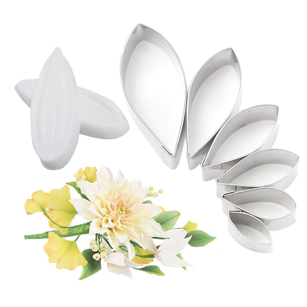 KALAIEN 6pcs/set Dahlia Sugar Flower Cutter Set Fondant Cake Sugarcraft Decorating Tools