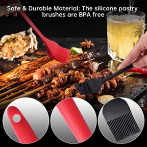 4 Pack Silicone Basting Pastry Brushes with 2 Wood Handle Culinary Oil Brushes, Heat Resistant Brush Set, Perfect for BBQ Sauce Barbecue Butter Grill Baking Kitchen Cooking, BPA Free & Dishwasher Safe