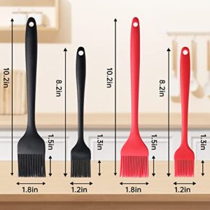 4 Pack Silicone Basting Pastry Brushes with 2 Wood Handle Culinary Oil Brushes, Heat Resistant Brush Set, Perfect for BBQ Sauce Barbecue Butter Grill Baking Kitchen Cooking, BPA Free & Dishwasher Safe