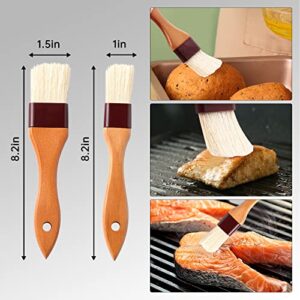 4 Pack Silicone Basting Pastry Brushes with 2 Wood Handle Culinary Oil Brushes, Heat Resistant Brush Set, Perfect for BBQ Sauce Barbecue Butter Grill Baking Kitchen Cooking, BPA Free & Dishwasher Safe