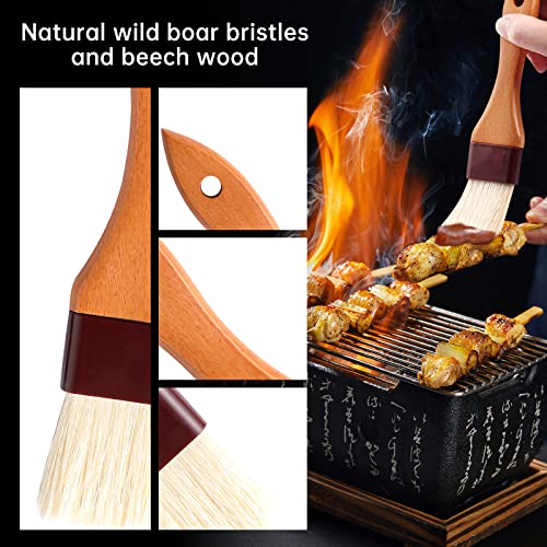 4 Pack Silicone Basting Pastry Brushes with 2 Wood Handle Culinary Oil Brushes, Heat Resistant Brush Set, Perfect for BBQ Sauce Barbecue Butter Grill Baking Kitchen Cooking, BPA Free & Dishwasher Safe