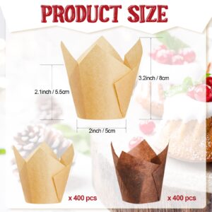 800 Pcs Tulip Cupcake Liners Baking Cups Muffin Baking Cupcake Liners Wrappers Greaseproof Tulip Baking Cups Holders for Party Wedding Birthday Baby Showers (Simple Style)