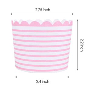 Webake Full Size Paper Baking Cups, 6oz Pink Cupcake Liners for Cupcake Bath Bomb, Muffin Case, Great for Valentine's Day Cupcake Baking Decoration Set of 25 (Pink Stripe)