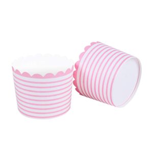 Webake Full Size Paper Baking Cups, 6oz Pink Cupcake Liners for Cupcake Bath Bomb, Muffin Case, Great for Valentine's Day Cupcake Baking Decoration Set of 25 (Pink Stripe)