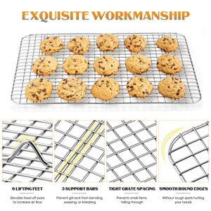 Cooling Rack Set of 2, E-far 1/2 Sheet Baking Racks for Oven Cooking Roasting Grilling, Stainless Steel 16.6” x 11.6” Wire Rack for Cookie Cake Bacon Meat Resting, Non-toxic Metal & Dishwasher Safe