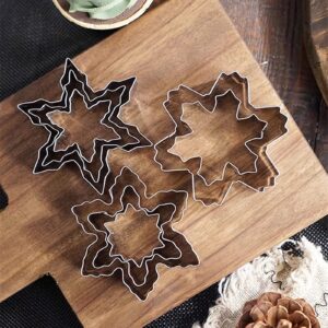 Snowflake Cookie Cutter Set of 10 pcs, Stainless Steel Snowflake Shaped Christmas Cookie Cutters Fondant Baking Molds