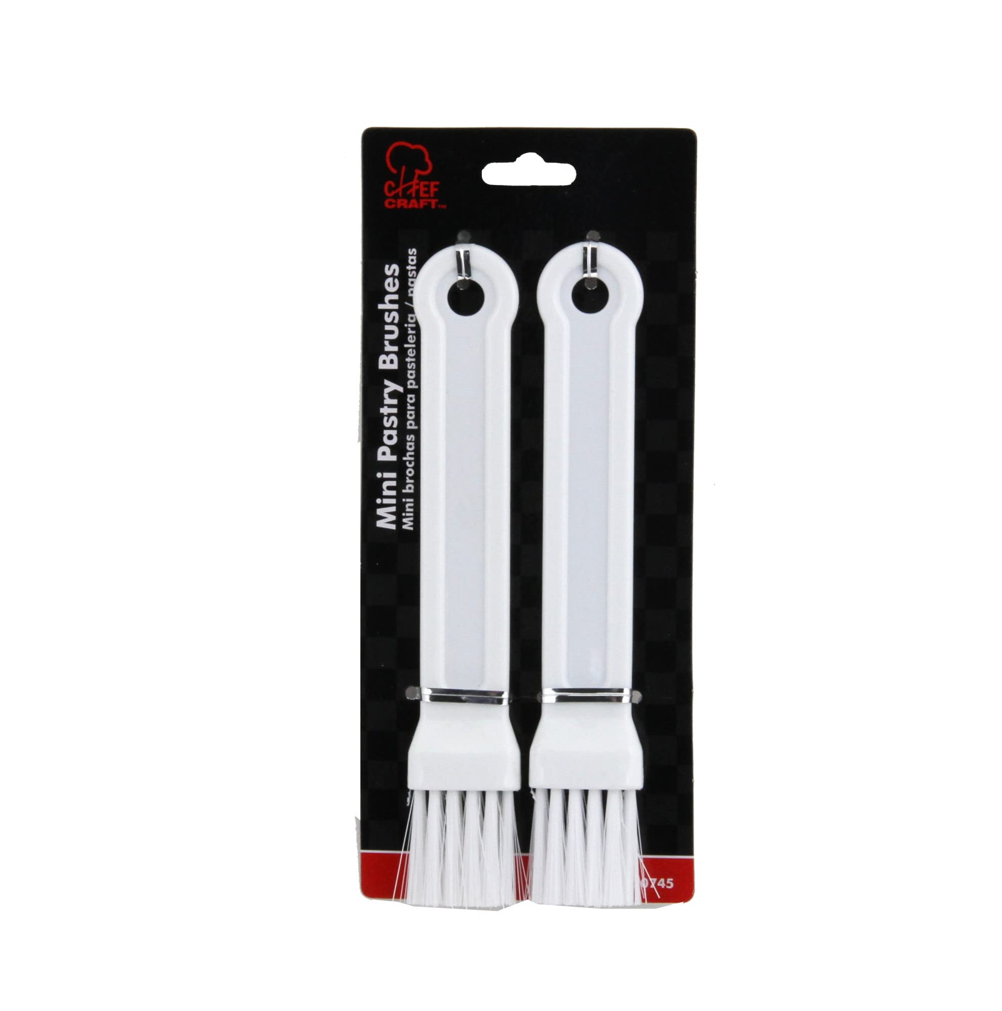 Chef Craft Select Plastic Mini Pastry Brush, 7 inches in length 1 inch width 2 piece set, White