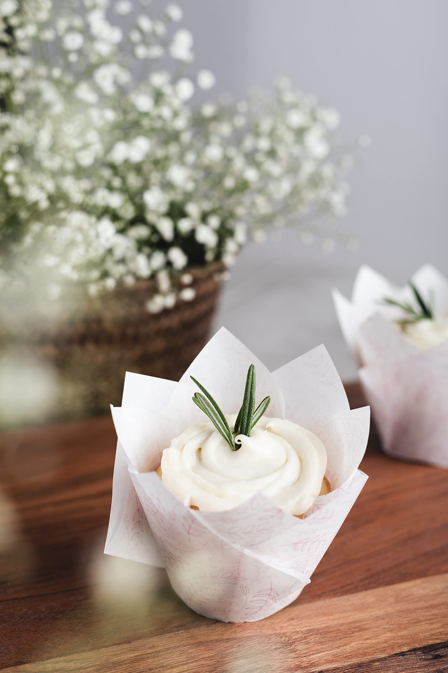 Ashleigh's Tulip Cupcake Liners - 100 Blush Ferns Cupcake Wrappers, Baking Cups, Muffin Cups, Cupcake Cups