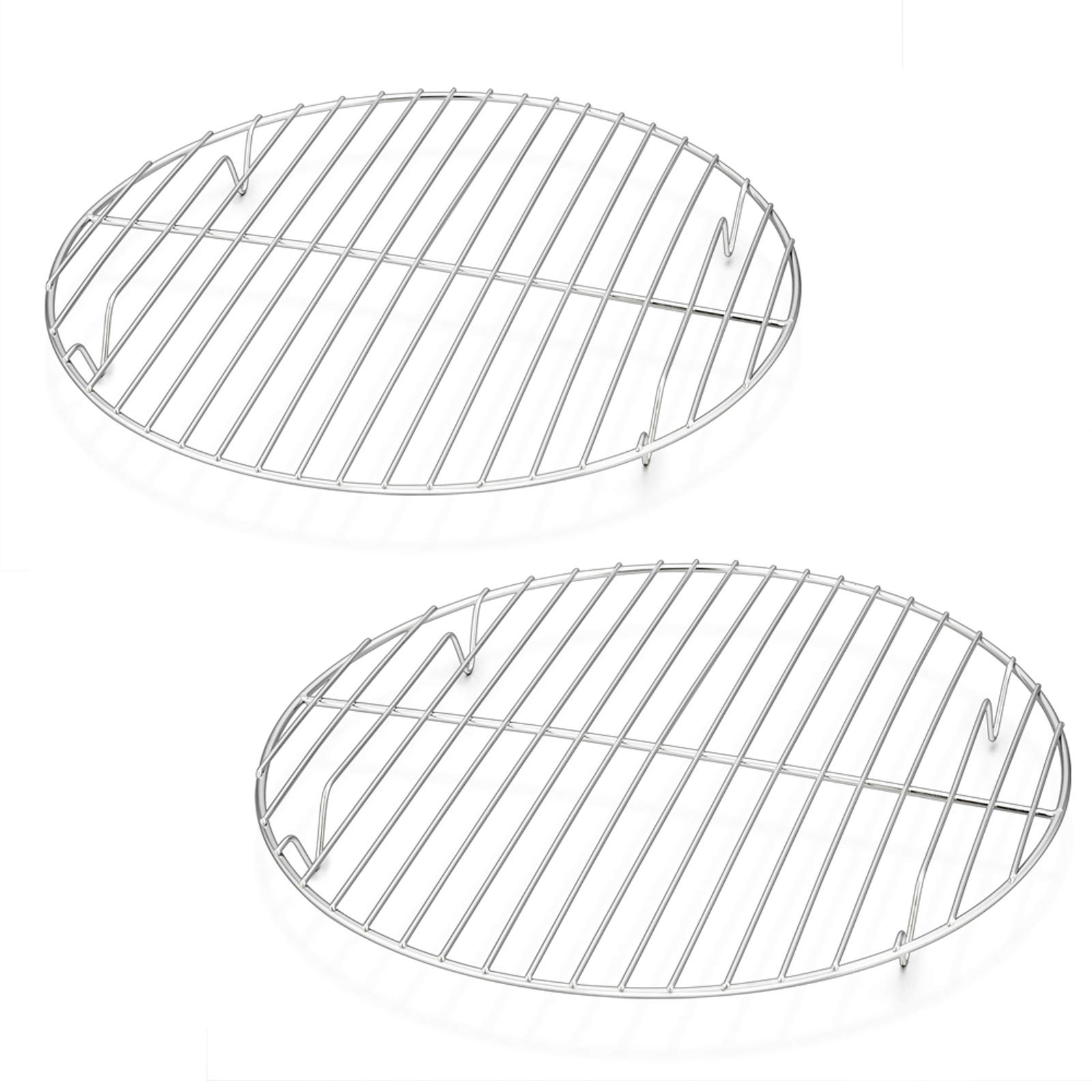 E-far 10½ Inch Round Cooling Cooking Racks, Stainless Steel Round Steaming Baking Rack Set of 2, Multi-Purpose for Canning Air Fryer Pressure Cooker, Dishwasher Safe