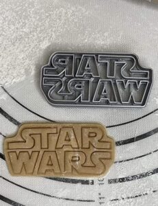 galaxy wars logo cookie cutter & mold (xl size, 2”x4.1” inch-scale) produced by 3d kitchen art