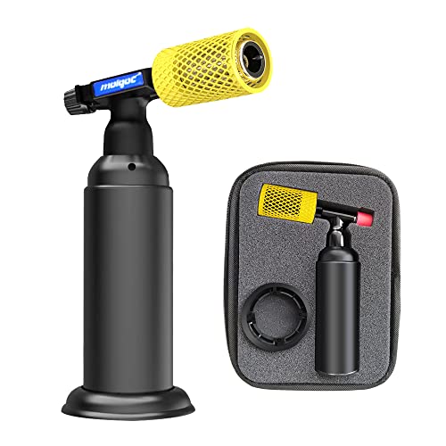 Molgoc Butane Torch with Anti-scalding Device,Stainless Steel Protective Cover,Refillable Kitchen Torch Lighter,Adjustable Flame Guard. (Butane Gas Not Included,Yellow) (yellow)