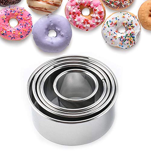 5 Pcs Stainless Steel Cookie Biscuit Cutters - Dumpling Donut Doughnut Pastry Cutters / Round Cake Cookie Scone Cutters Molds for Cooking Baking by ZDHSOY