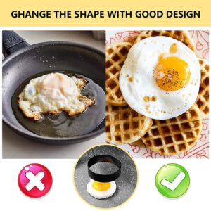 Professional Egg Ring Set for Frying Or Shaping Eggs - 4 Pack Round Egg Rings for Cooking - Stainless Steel Non Stick Mold Shaper Circles for Fried Egg McMuffin Sandwiches - Egg Maker Molds