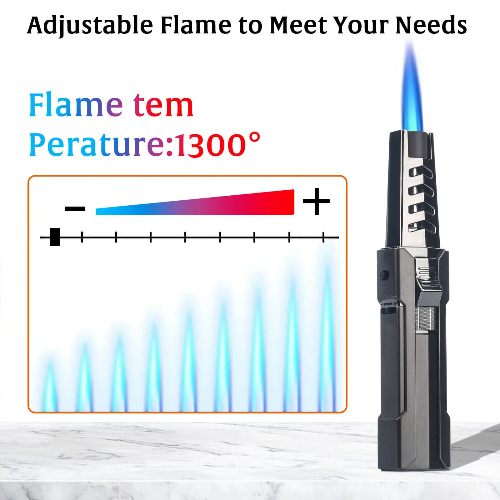 Butane Torch, Refillable Kitchen Cooking Torch Windproof Adjustable Flame Solar Beam Torch Blow Torch With Safety Lock, Outdoor Cooking Torch Lighter For BBQ Baking Fireplace (Butane Gas Not Included)