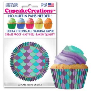 cupcake creations 32 count cupcake baking papers, mermaid scales