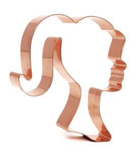 pigtailed girl silhouette copper cookie cutter