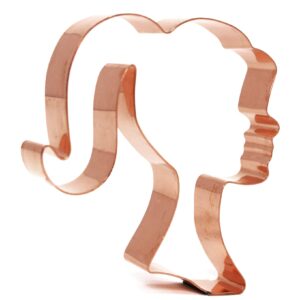 Pigtailed Girl Silhouette Copper Cookie Cutter