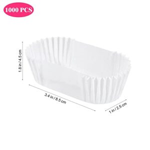 Cabilock 1000 Pcs Baking Cup Oval Cake Paper Tray Boat Shape Paper Cups High Temperature Cake Cup Bread Baking Cups Safe Grease Proof Cupcake Liners Perfect Cups for Cake Balls Muffins Cupcakes