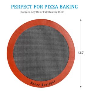 Perfect Pizza Mat Non-Stick Silicone Baking Cake Liner, 12" Round Heat Resistant Toaster Pad, Reusable Perforated Steaming Mesh for Bread/Cookie/Pastry (Orange)