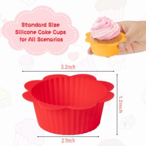 R HORSE 36Pcs Silicone Cupcake Liners Multicolor Flower Shapes Silicone Baking Cups Non-Stick Muffin Liners Washable Muffin Molds Reusable Silicone Cupcake Molds for Pan Oven Microwave Dishwasher