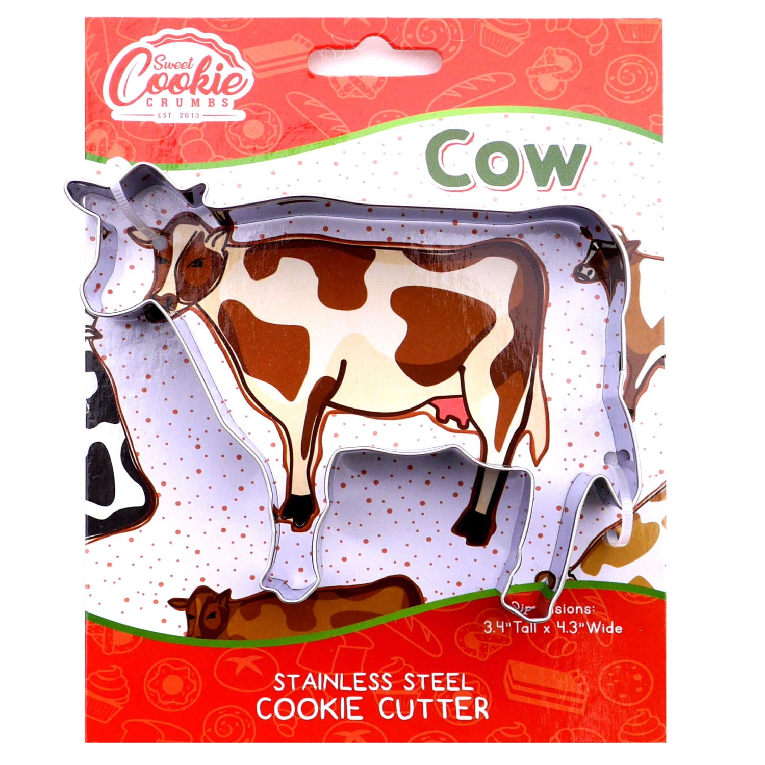 Cow Farm Animal Cookie Cutter, Premium Food-Grade Stainless Steel, Dishwasher Safe (Cow)