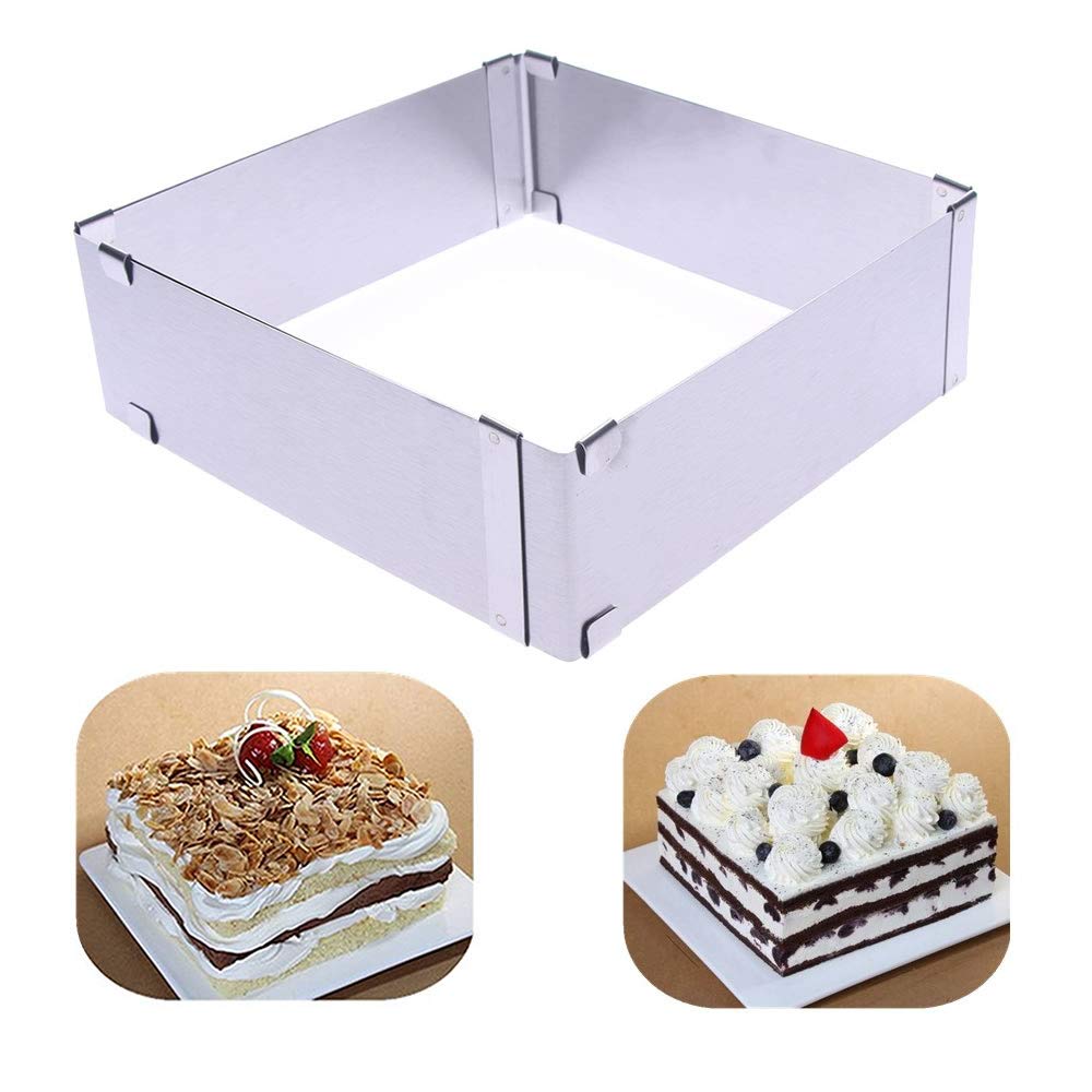 TXIN Stainless Steel Cake Ring Square Cake Mousse Mold Ring Cutter, Adjustable from 6 inch to 11 inch