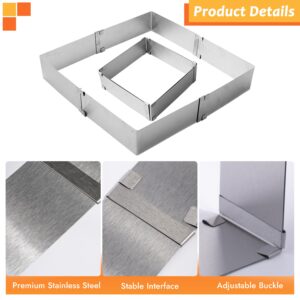 TXIN Stainless Steel Cake Ring Square Cake Mousse Mold Ring Cutter, Adjustable from 6 inch to 11 inch