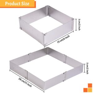 TXIN Stainless Steel Cake Ring Square Cake Mousse Mold Ring Cutter, Adjustable from 6 inch to 11 inch