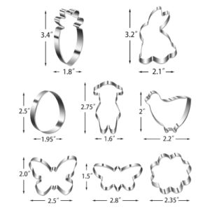 Easter Cookie Cutter Set - Bunny, Egg, Butterfly, Flower, Chick, Carrot, Dog - 8PCS Easter Cookie Cutters - Mini Easter Cookie Cutters for Spring Holiday Baking - Small Easter Cookie Cutters for Party