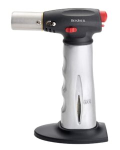 bonjour chef’s tools butane culinary / crème brûlée torch, aluminum, gray - 53386