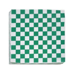 suiwen 200 sheets green and white checkered food wrapping paper, dry waxed deli paper, paper liners for plastic food basket, bread and sandwich wrap paper (12''x12'')