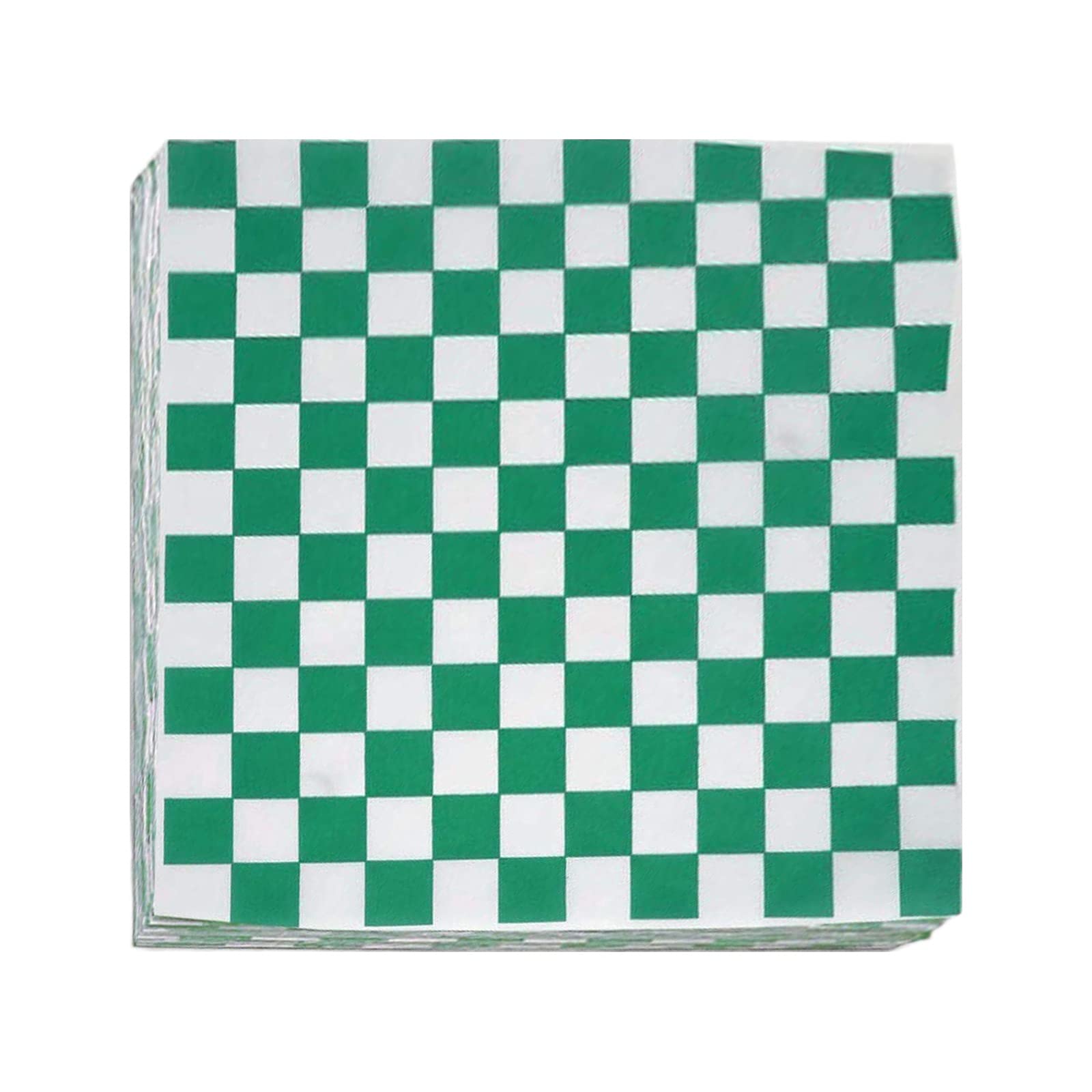 Suiwen 200 Sheets Green and White Checkered Food Wrapping Paper, Dry Waxed Deli Paper, Paper Liners for Plastic Food Basket, Bread and Sandwich Wrap Paper (12''x12'')