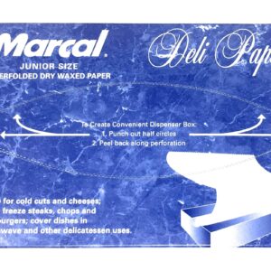 Marcal Deli Wrap Interfolded Wax Paper. Dry Waxed Food Liner Junior Size, 10 Inch by 8 Inch. 500 Total Sheets