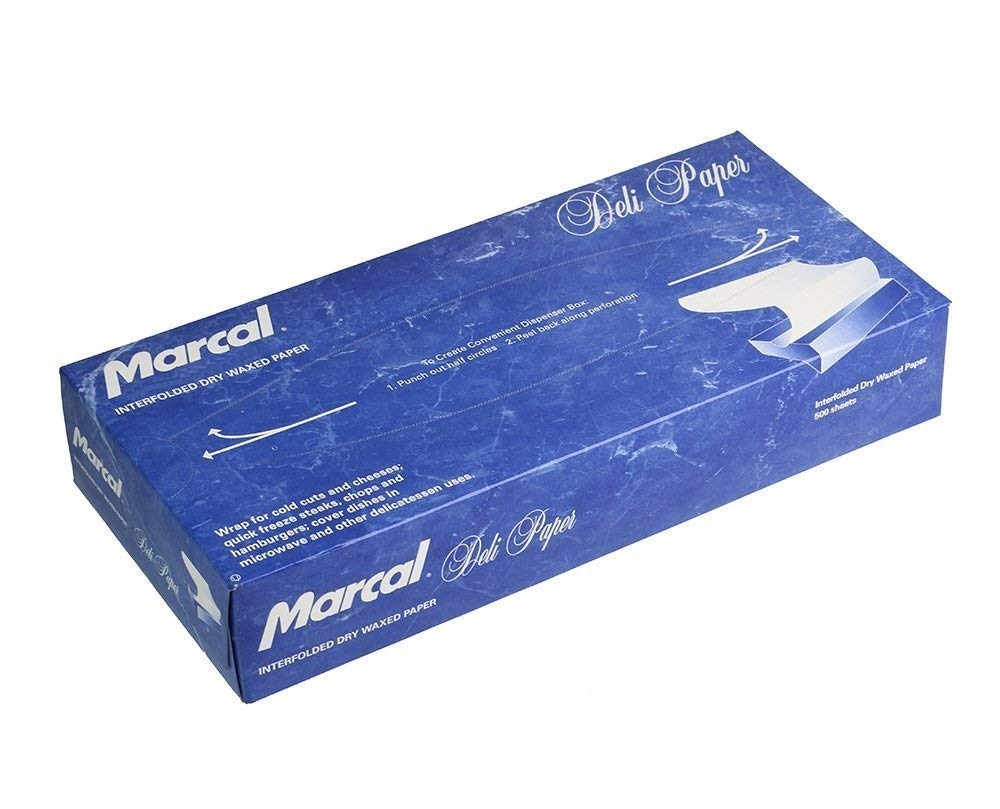 Marcal Deli Wrap Interfolded Wax Paper. Dry Waxed Food Liner Junior Size, 10 Inch by 8 Inch. 500 Total Sheets