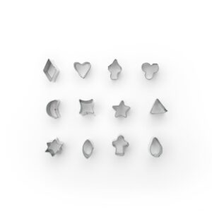 Fox Run Mini Shapes Fondant Cutter Set, Small Star, Diamond, Heart, Clover, Spade, Moon, Oval, 12-Piece, Stainless Steel