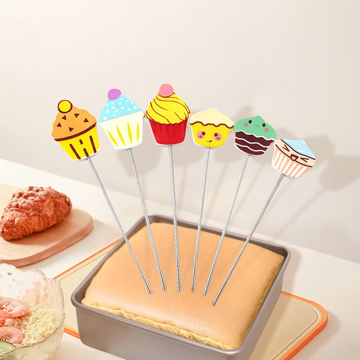 6 Pack Cake Tester,Stainless Steel Cake Tester,Reusable Baking Tool,Cake Tester for Baking,5.4inches,Cake Supplies