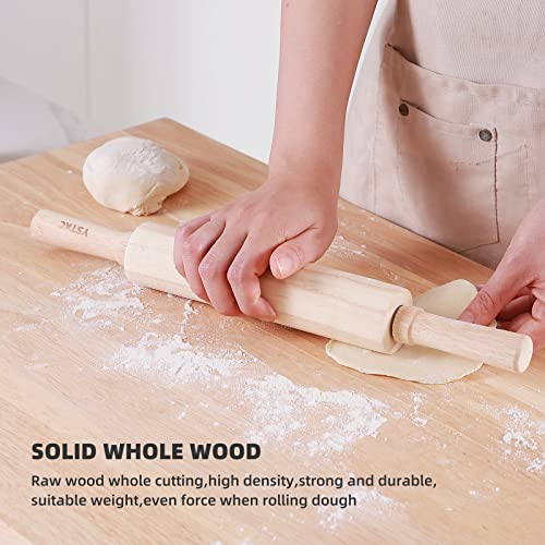 YSTKC 15.7 inch Classic Rubber Wood Rolling Pin, Non-Stick Rolling Pin, Dough Roller Wooden Handle, Pastry Roller, Baking Kitchen Supplies for Bread, Pizza Dough, Pie, Cookies, Fondant, Pasta, Chapat